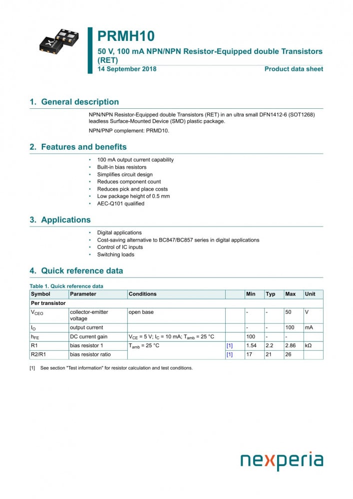 PRMH10Z datasheet page 1