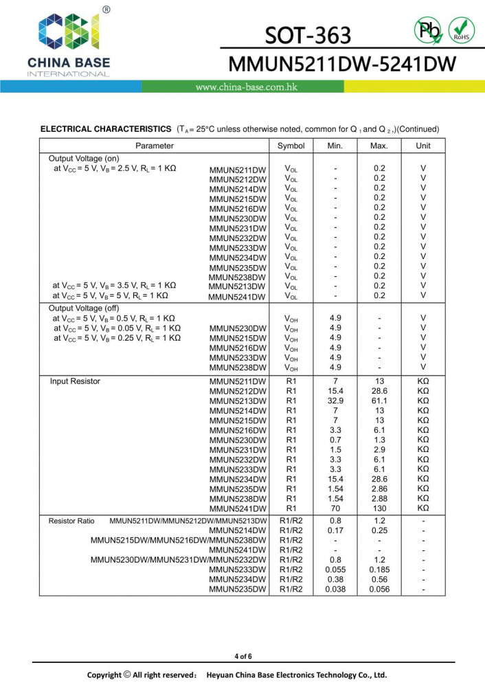 MMUN5214DW datasheet page 4