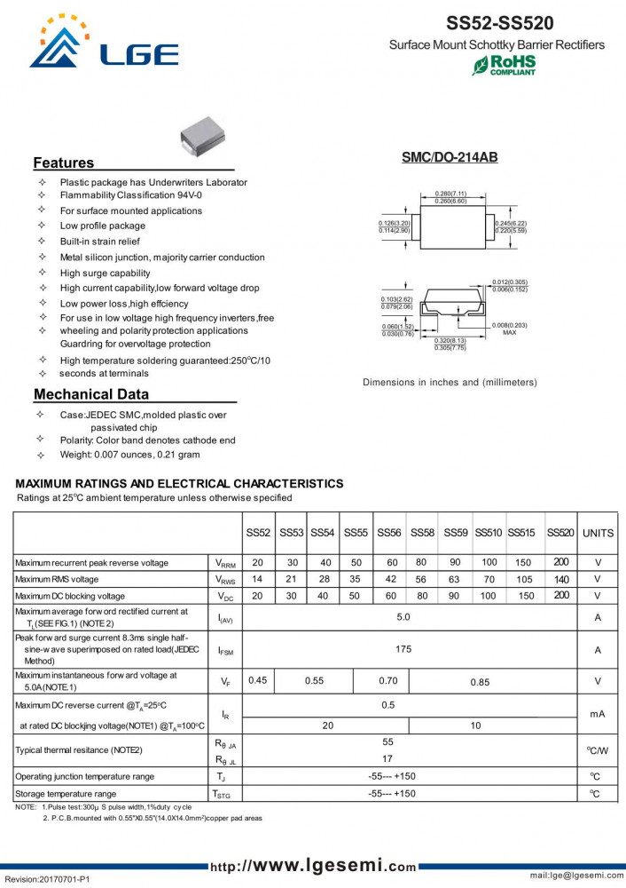 LGE SS52C datasheet page 1