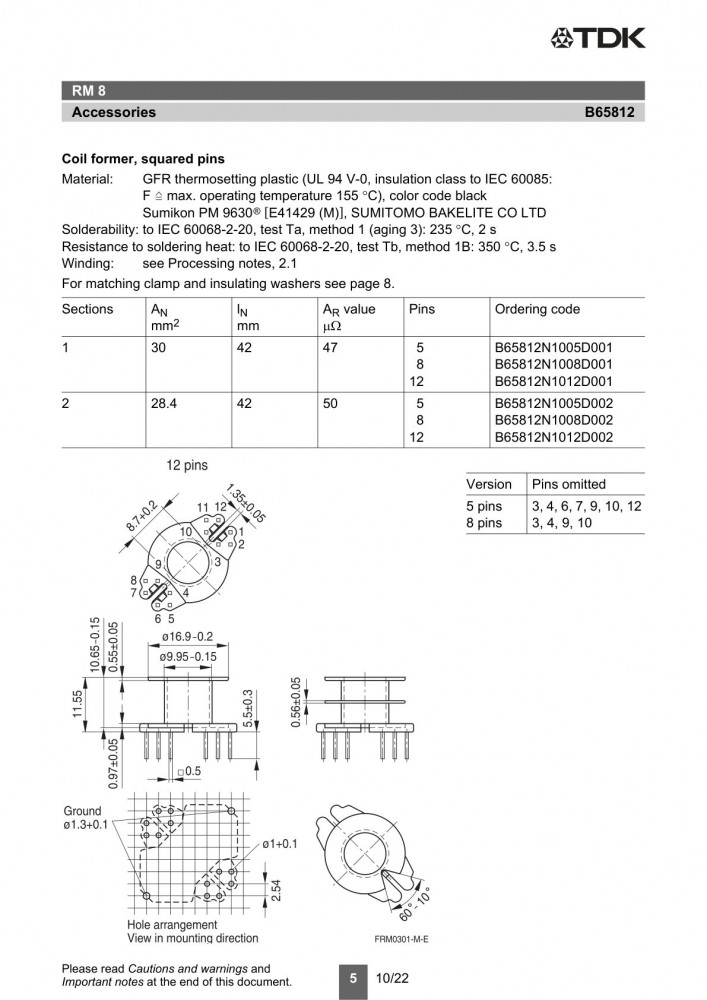 RM 8 ferrite and accessories document, page 5