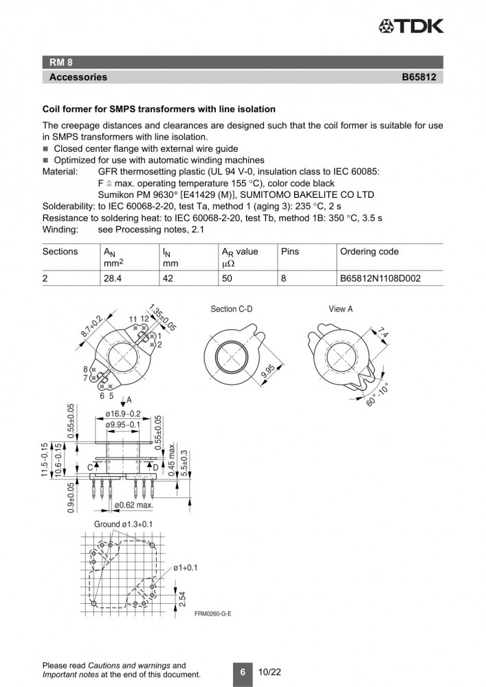 RM 8 ferrite and accessories document, page 6