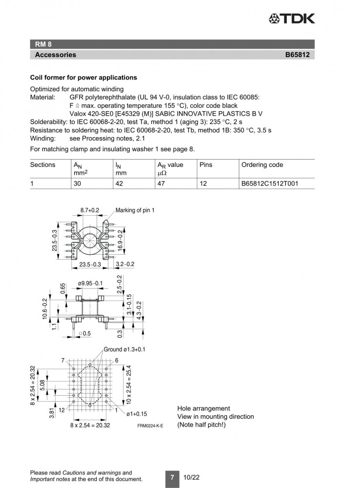 RM 8 ferrite and accessories document, page 7
