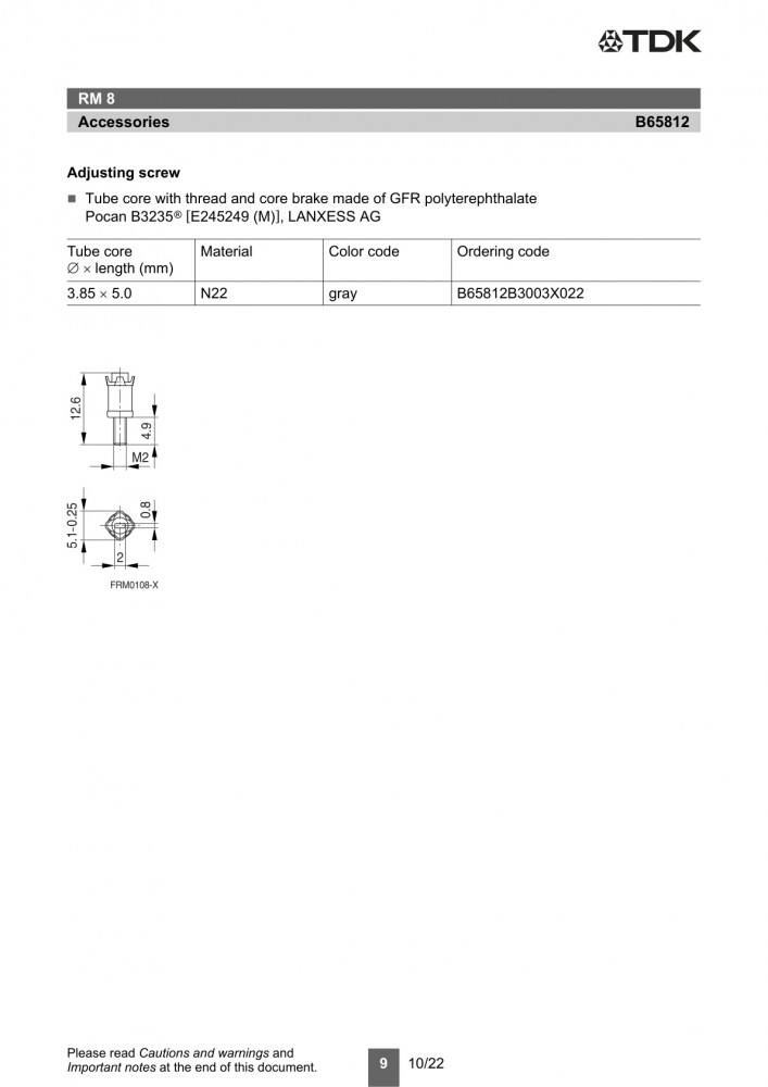 RM 8 ferrite and accessories document, page 9