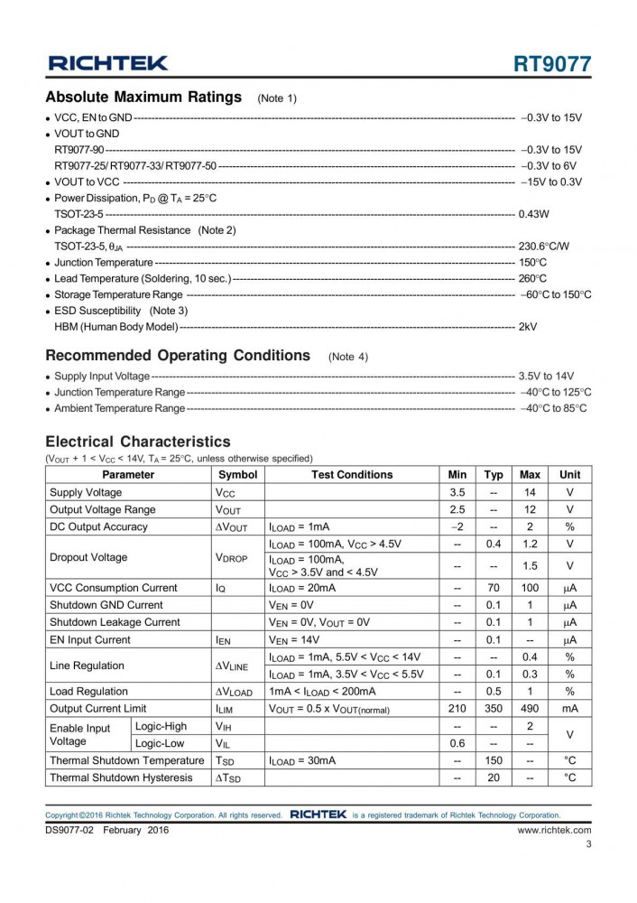 RT9077 datasheet page 3