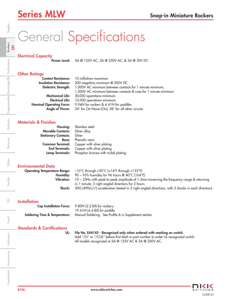 MLW series technical document page 1