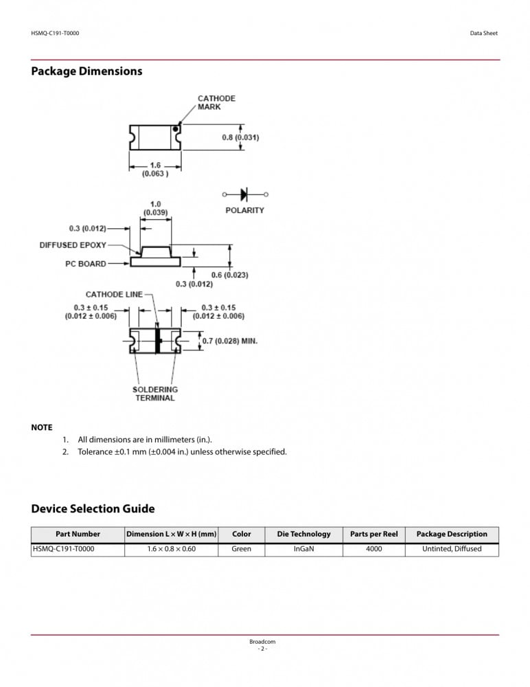 HSMQ-C191-T0000 datasheet page 2