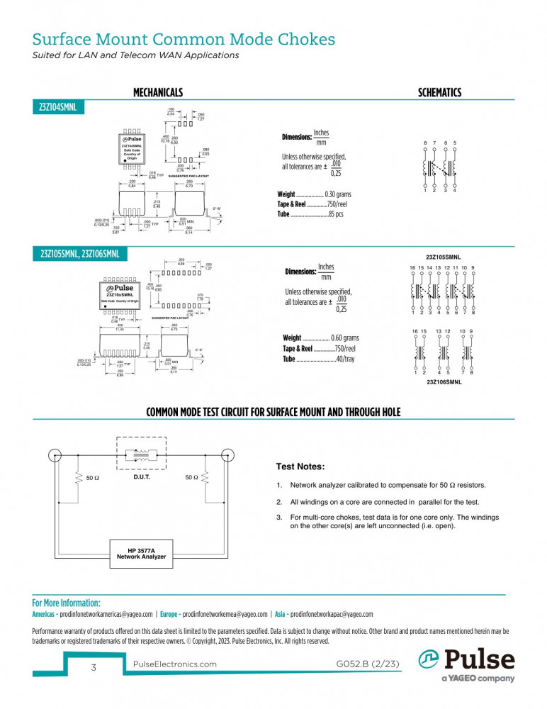 PE-65857NL mechanical and schematic information
