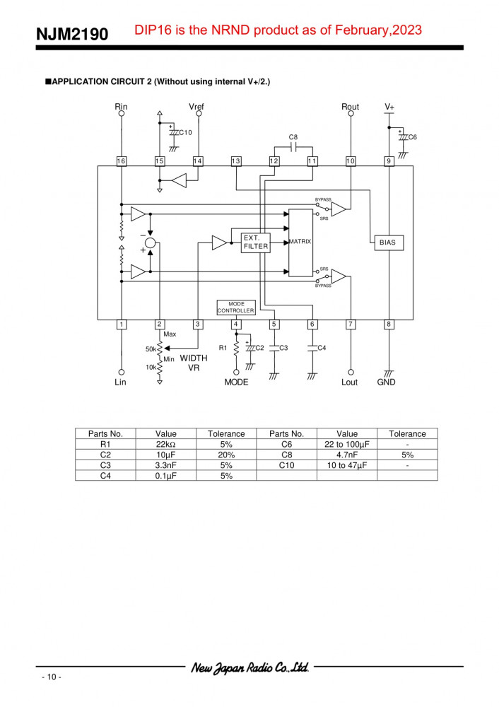 NJM2190 datasheet page 10