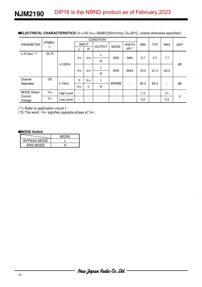 NJM2190 datasheet page 4