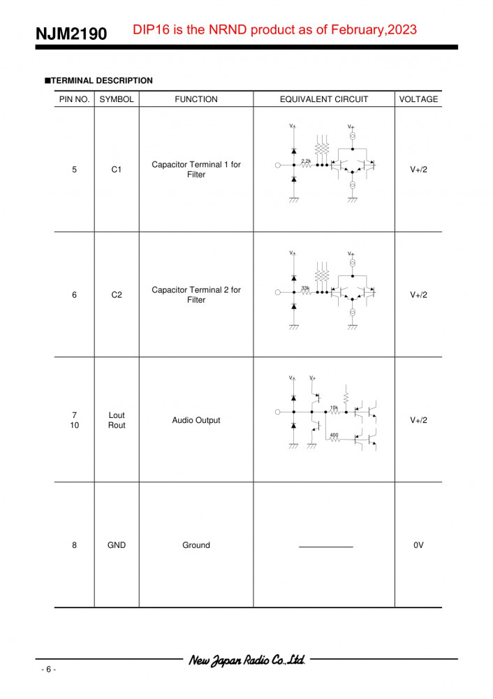 NJM2190 datasheet page 6