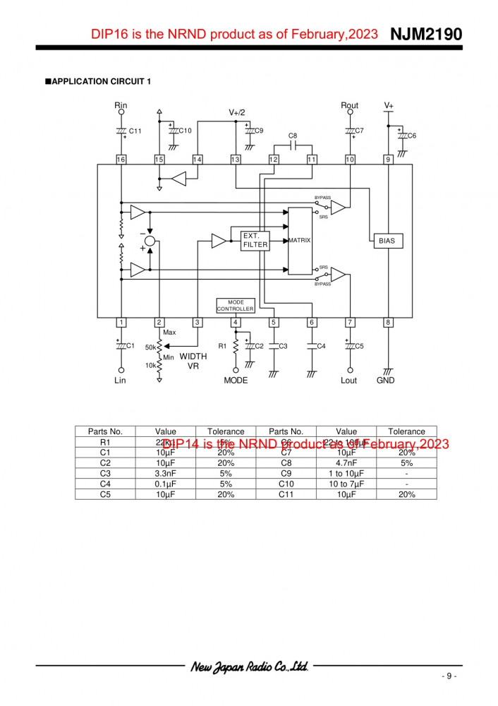 NJM2190 datasheet page 9