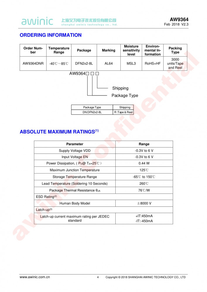 AW9364DNR datasheet page 4