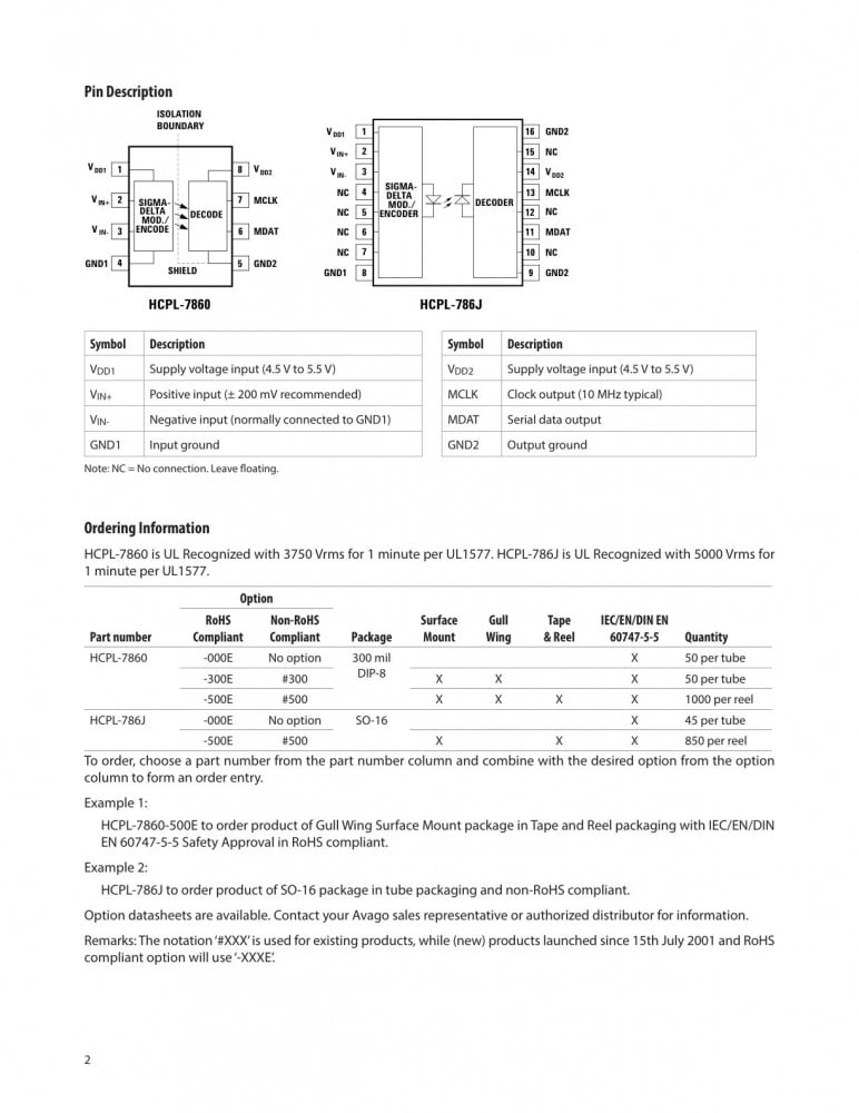 HCPL-7860-500E datasheet page 2
