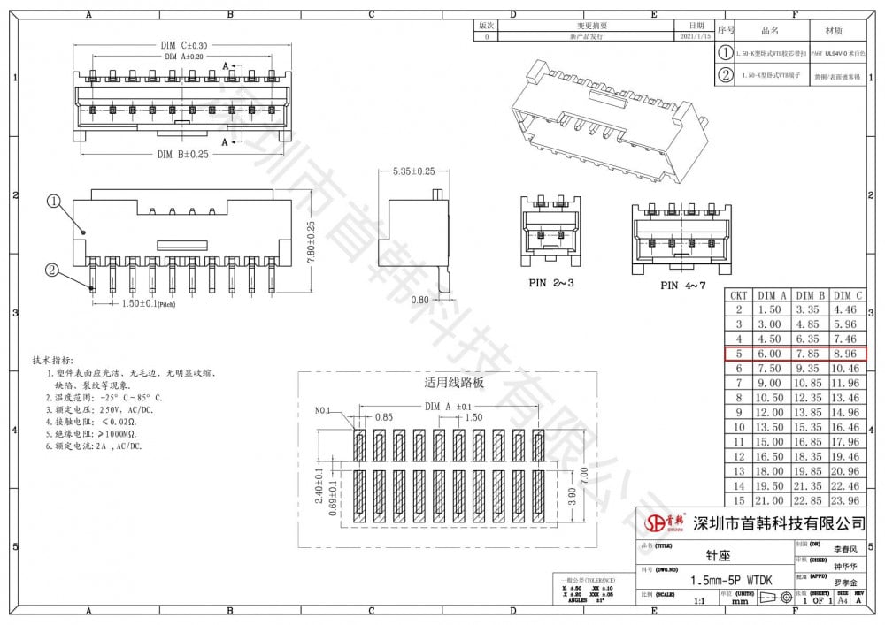 SHOU HAN 1.5-5P WTDK specification page 1