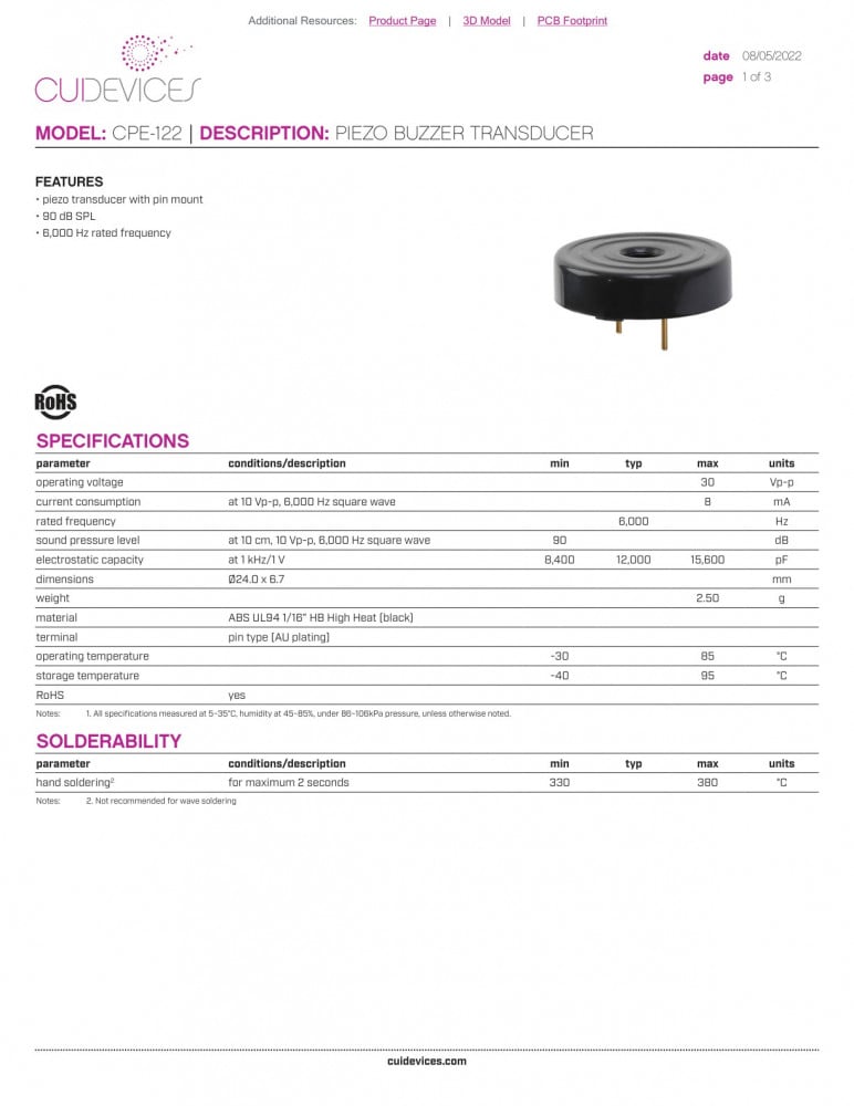CPE-122 datasheet page 1