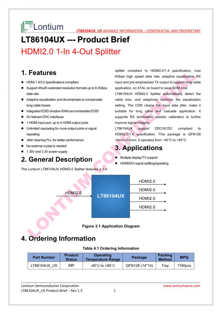 LT86104UX technical document preview, page 1