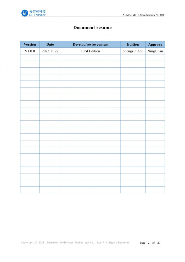 Ai-M62-M01L technical document page 2