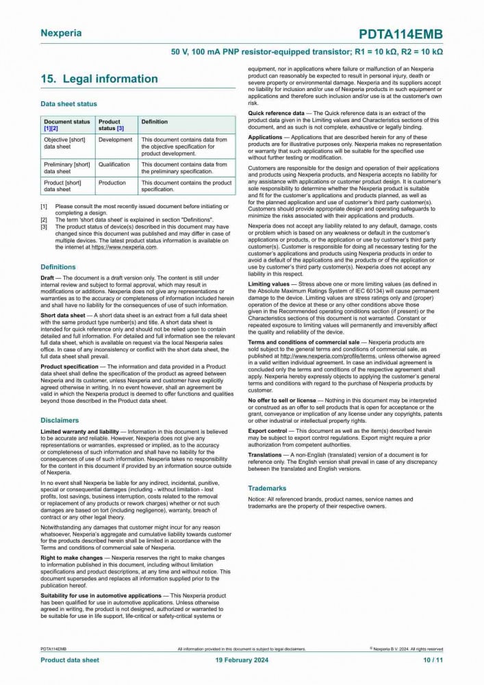 PDTA114EMB datasheet page 10