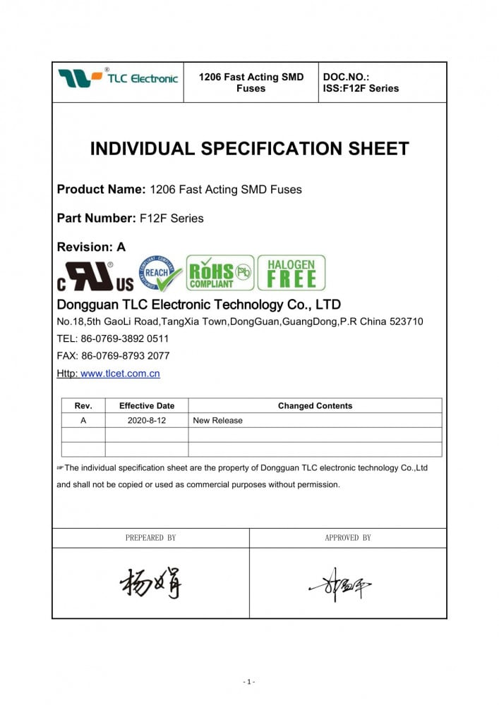 TLC Electronic F12F6 datasheet page 1