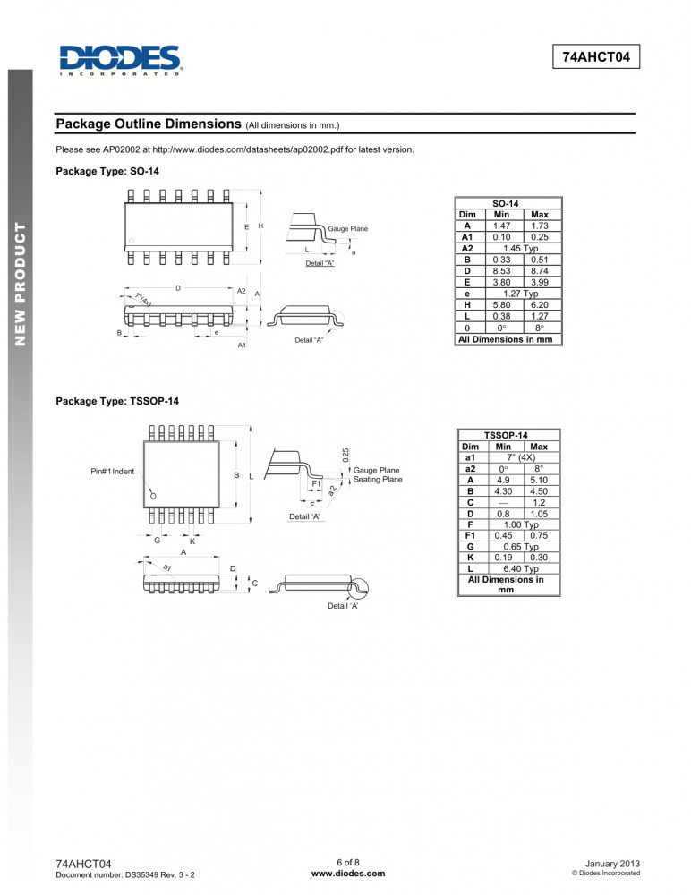 74AHCT04T14-13 datasheet page 6