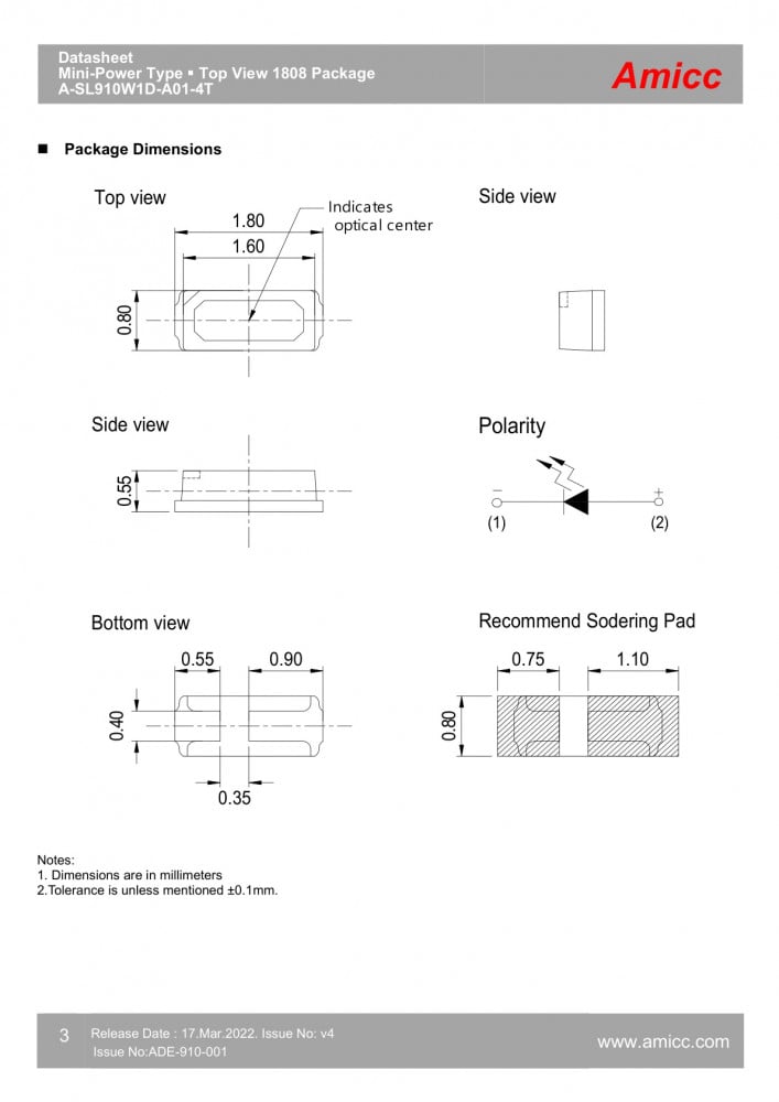 A-SL910W1D-A01-4T datasheet page 3