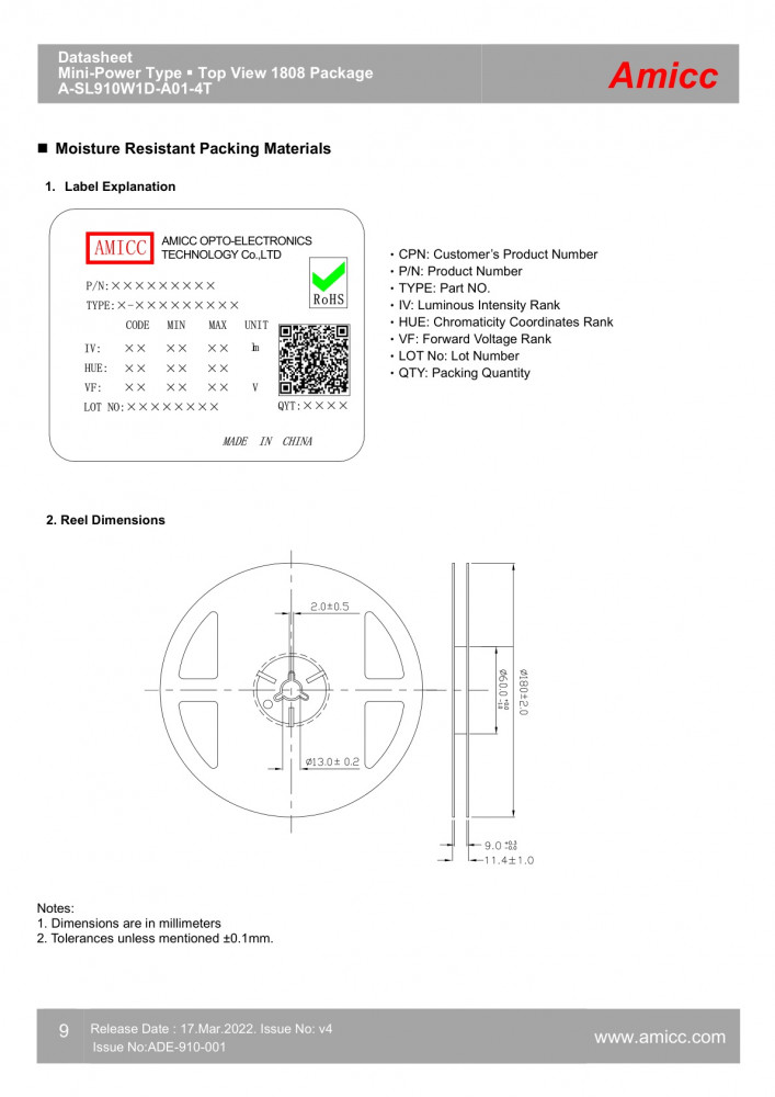 A-SL910W1D-A01-4T datasheet page 9