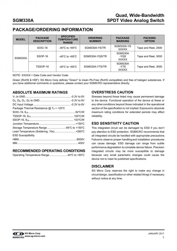SGM330A datasheet page 2