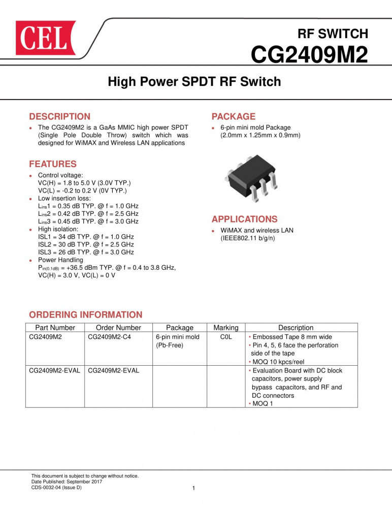 CG2409M2 datasheet page 1