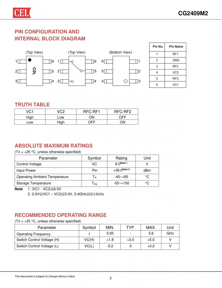 CG2409M2 datasheet page 2