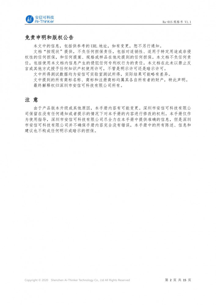 Ra-01S-T datasheet page 2