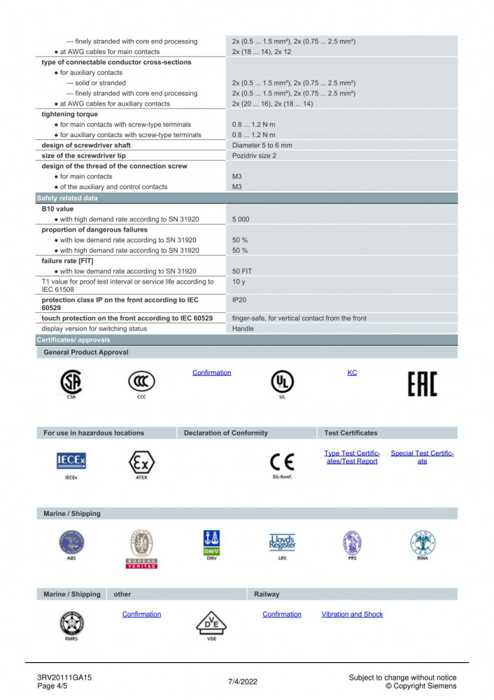 3RV20111GA15 datasheet page 4