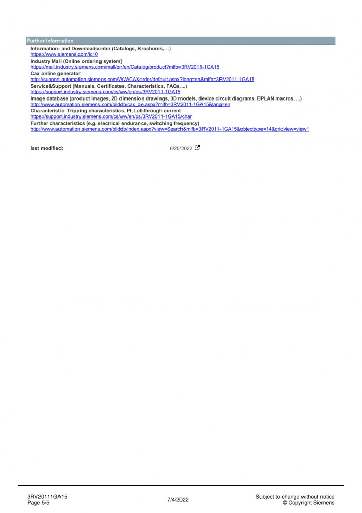 3RV20111GA15 datasheet page 5