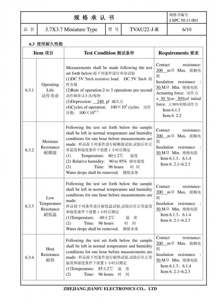 TVAU22-J-R specification page 7