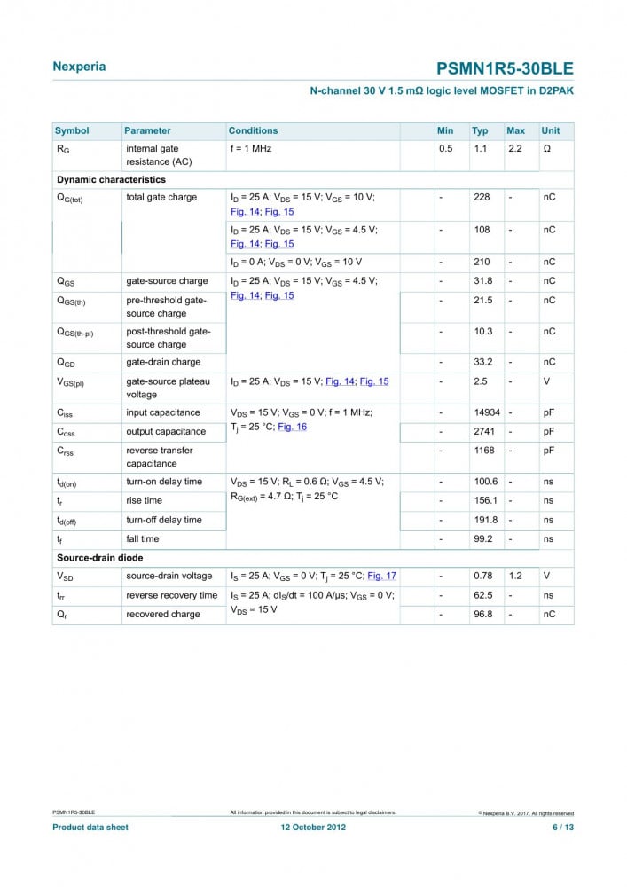 PSMN1R5-30BLEJ datasheet page 6