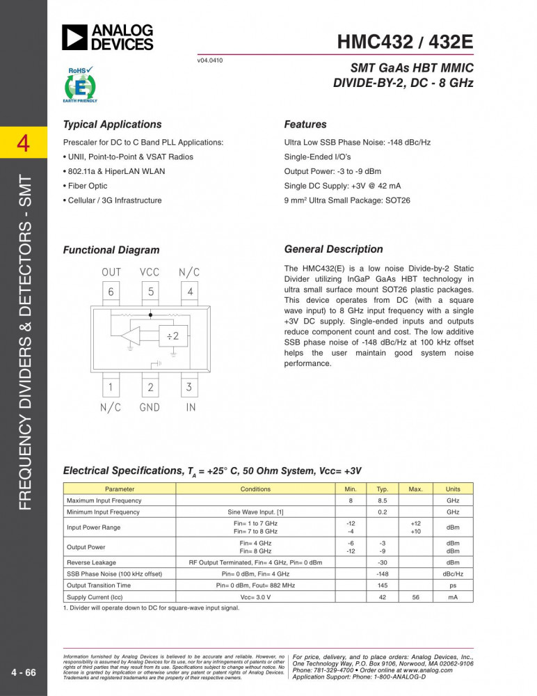 HMC432E datasheet page 1
