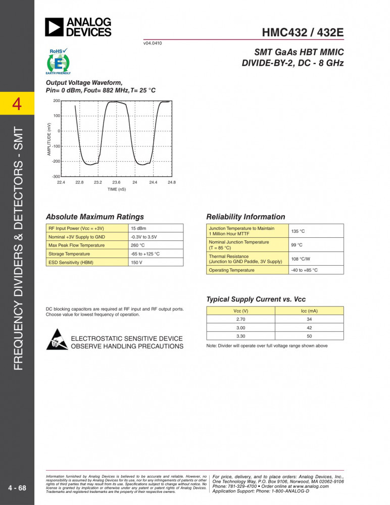 HMC432E datasheet page 3