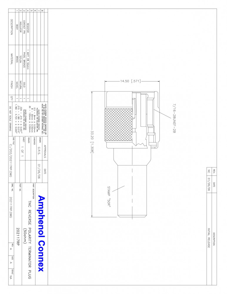 Amphenol 202117RP technical drawing