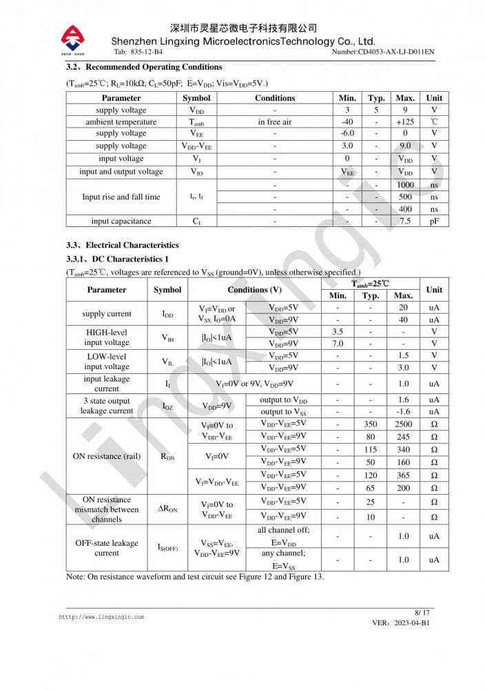 CD4053BM(LX) datasheet page 8