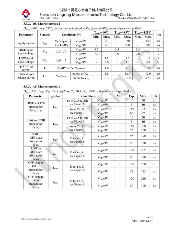 CD4053BM(LX) datasheet page 9