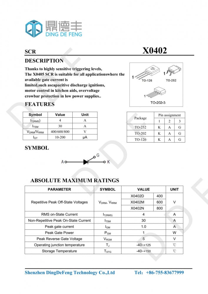 DDF X0402M TO-252 datasheet page 1