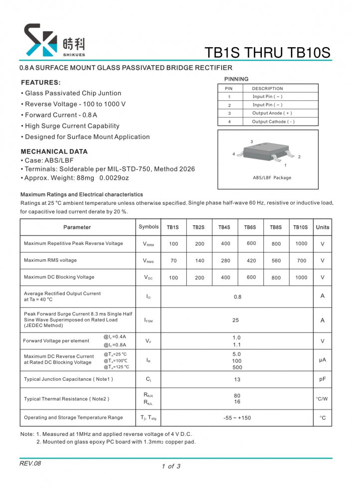 TB4S datasheet page 1