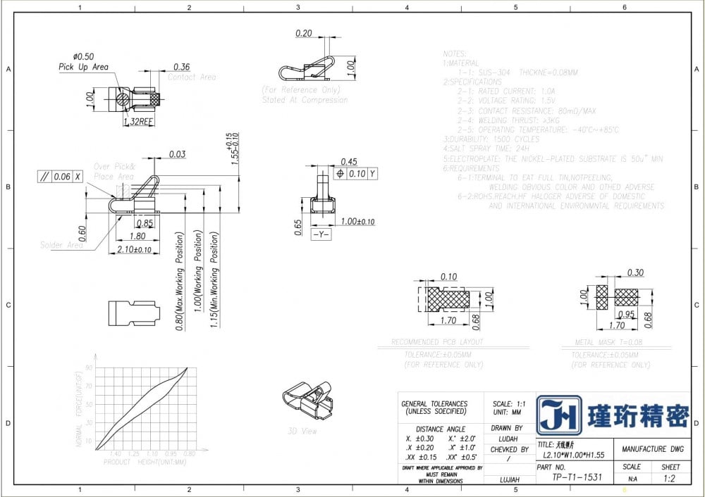 JINHENG TP-T1-1531 technical drawing page 1
