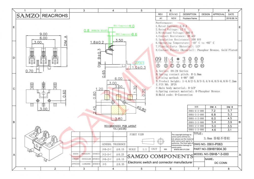 SAMZO 09H433000 technical drawing preview