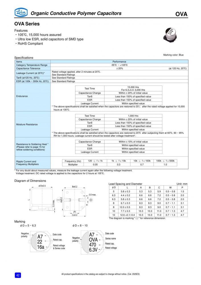Lelon OVA series datasheet page 1