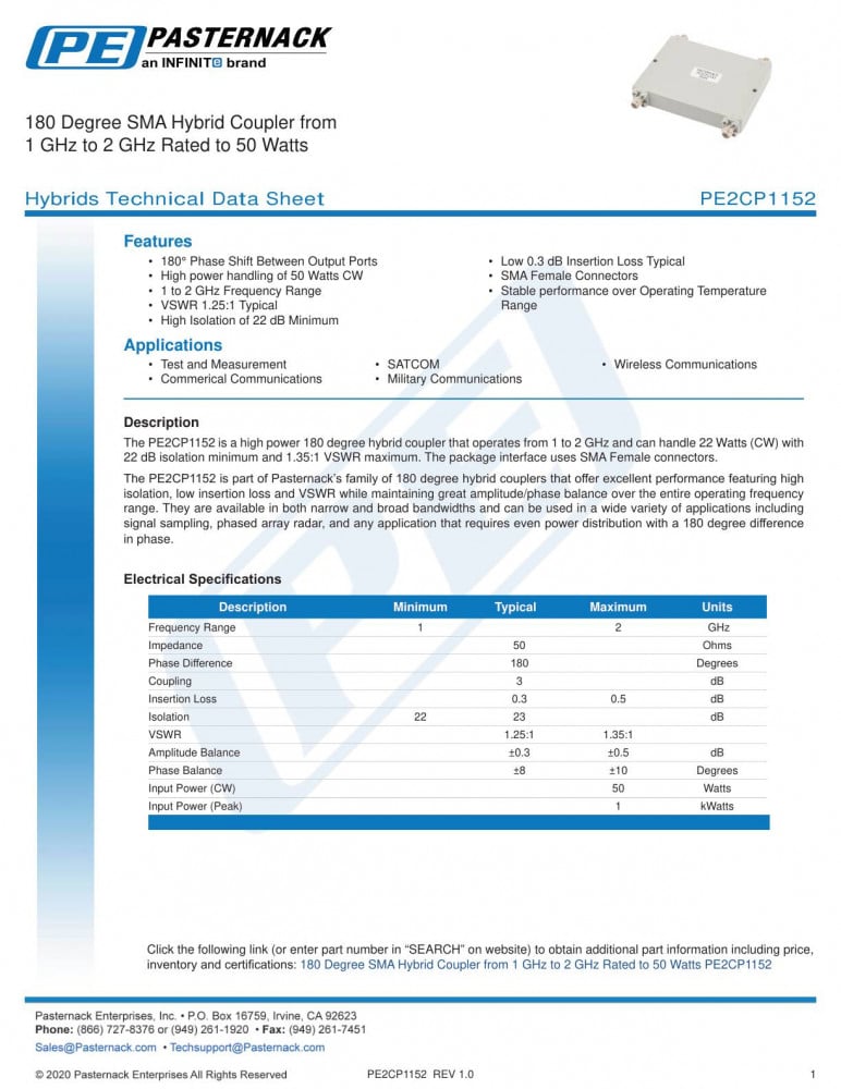 PE2CP1152 datasheet page 1