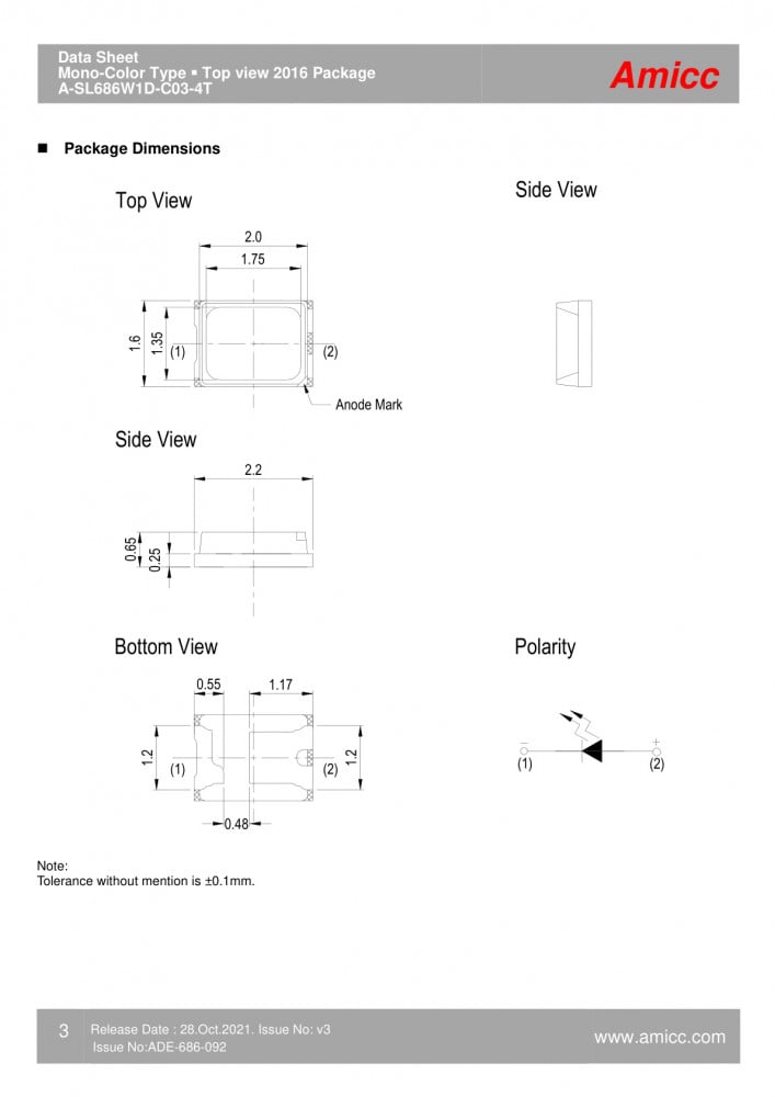 A-SL686W1D-C03-4T datasheet page 3