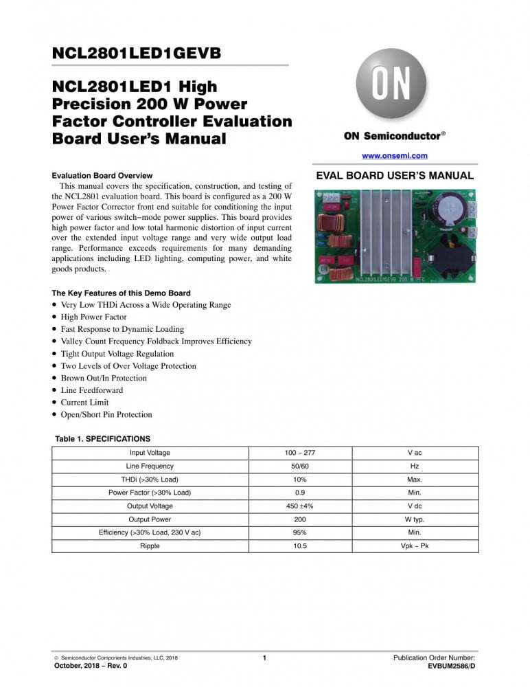 NCL2801LED1GEVB manual page 1