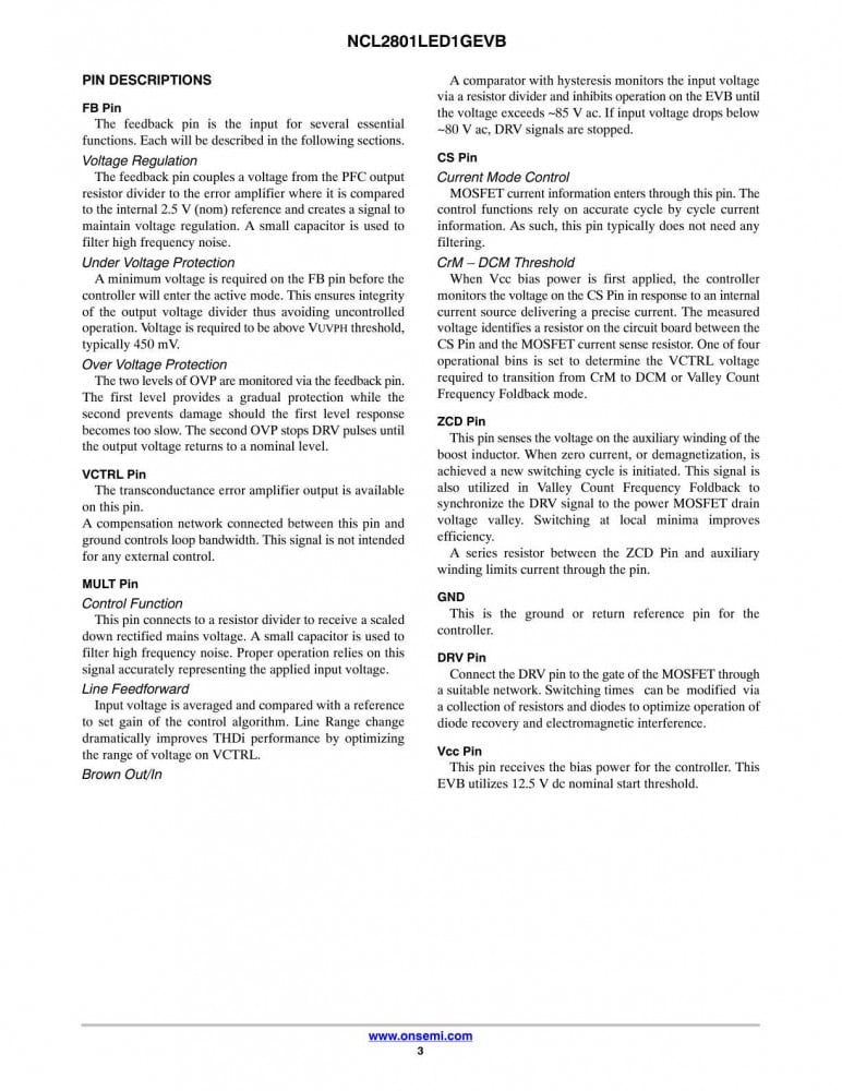 NCL2801LED1GEVB manual page 3