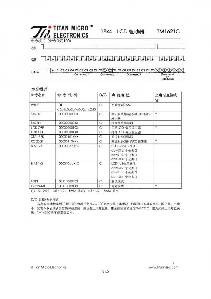 TM1621C datasheet page 6
