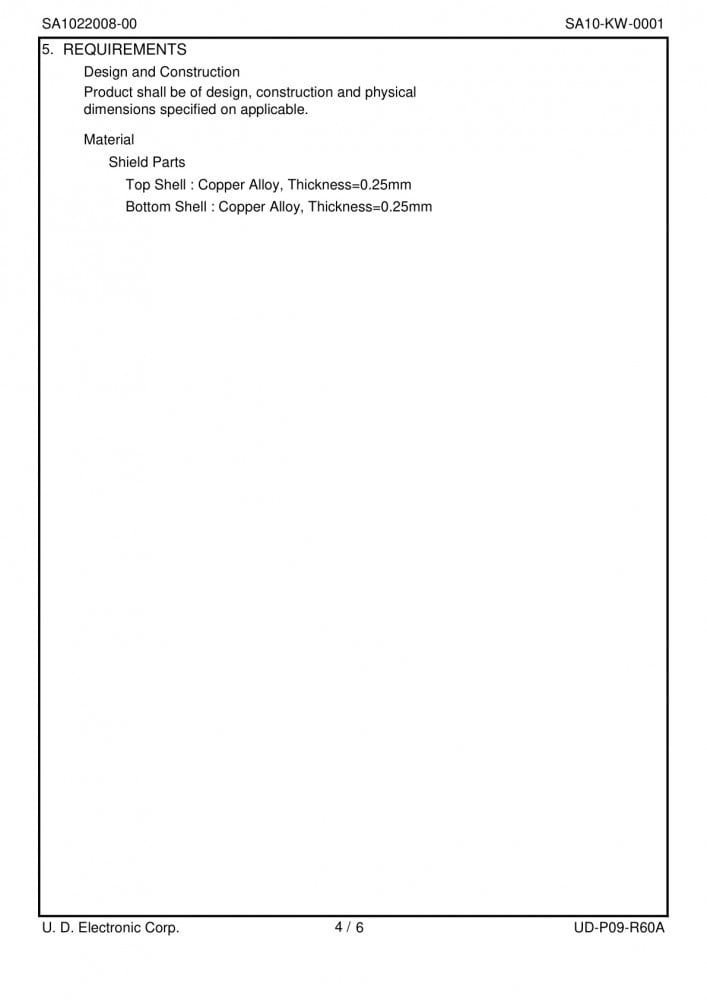 SA10-KW-0001 requirements